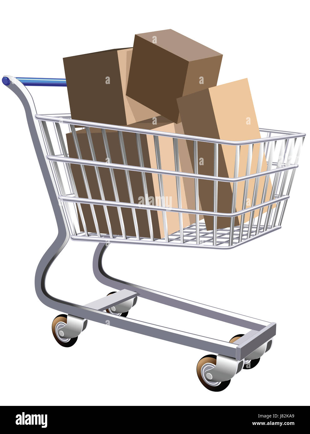 shopping trolley cart parcel package packet order object reflection ...