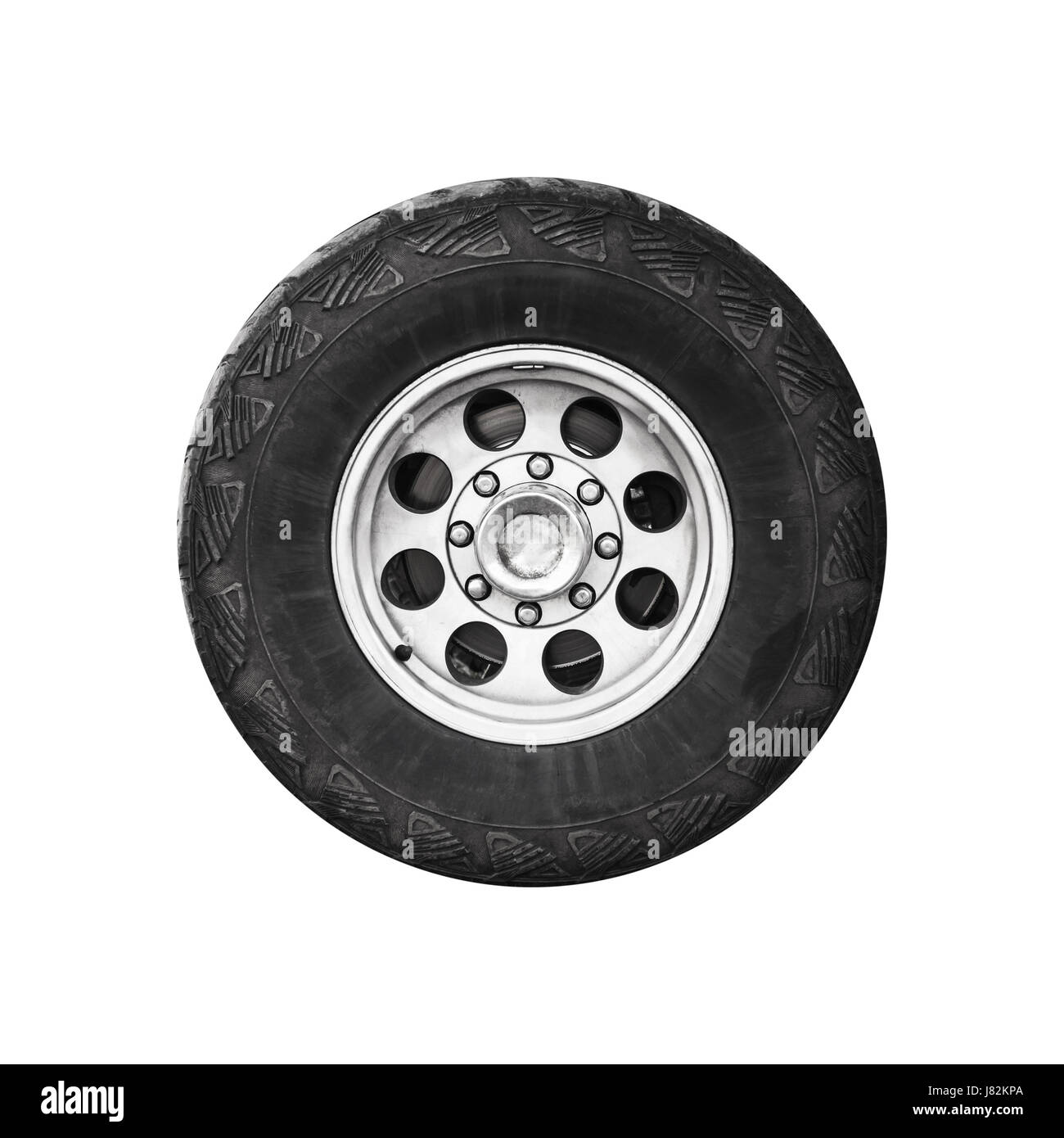 SUV car wheel, frontal view isolated on white background Stock Photo ...