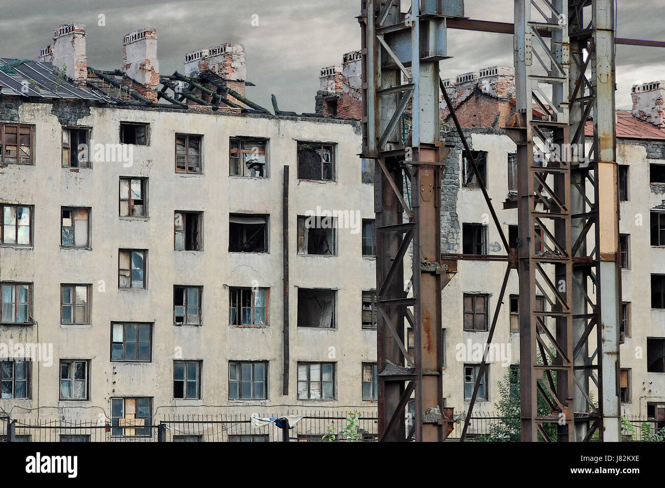 city town broken destruction rotten russia decline old house building ...