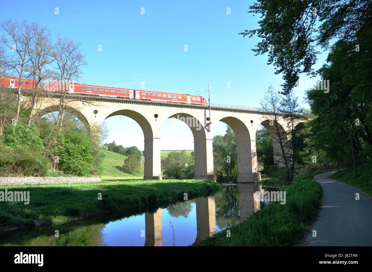 viaduct with train Stock Photo - Alamy