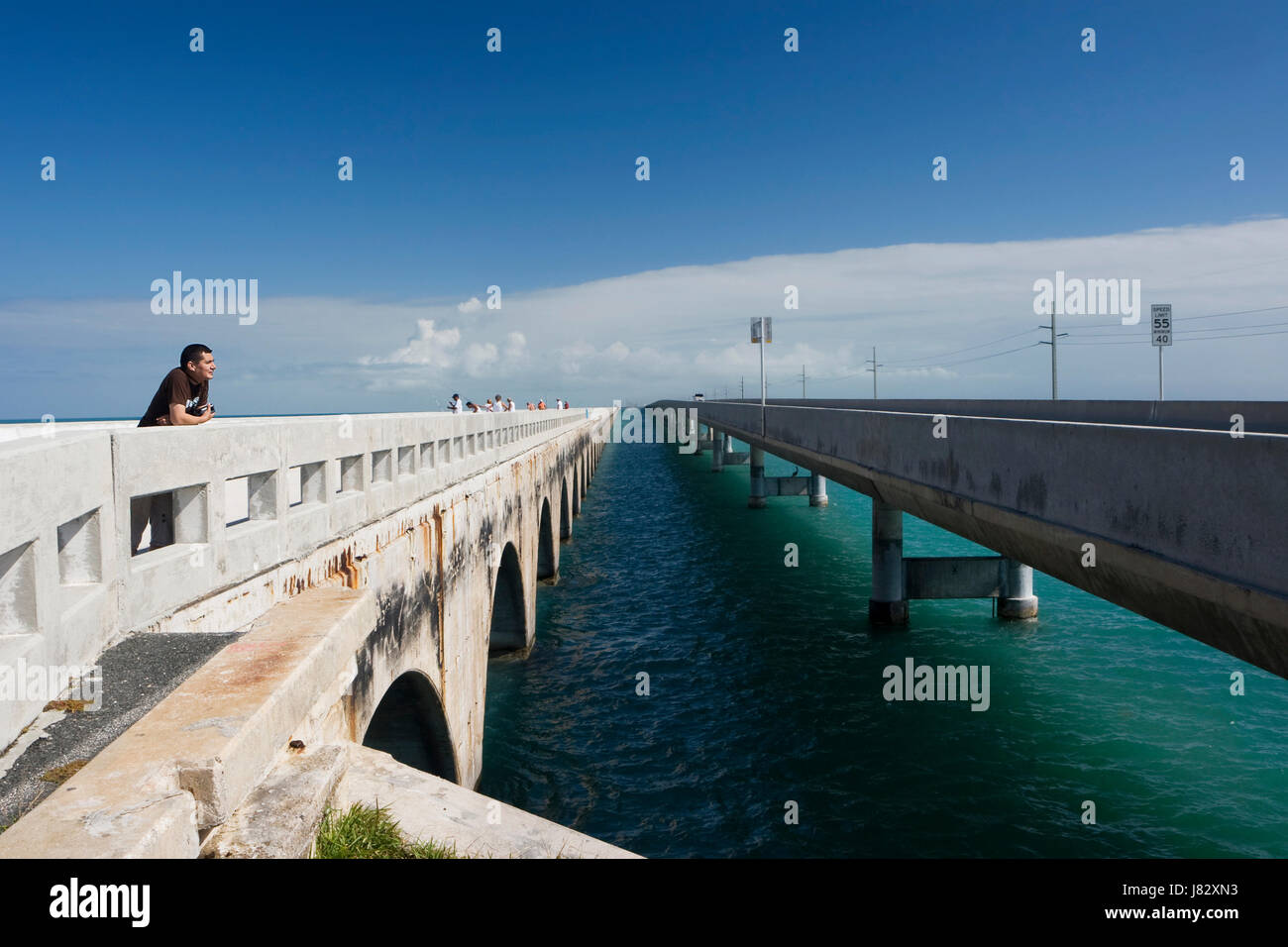 man on the seven mile bridge Stock Photo - Alamy