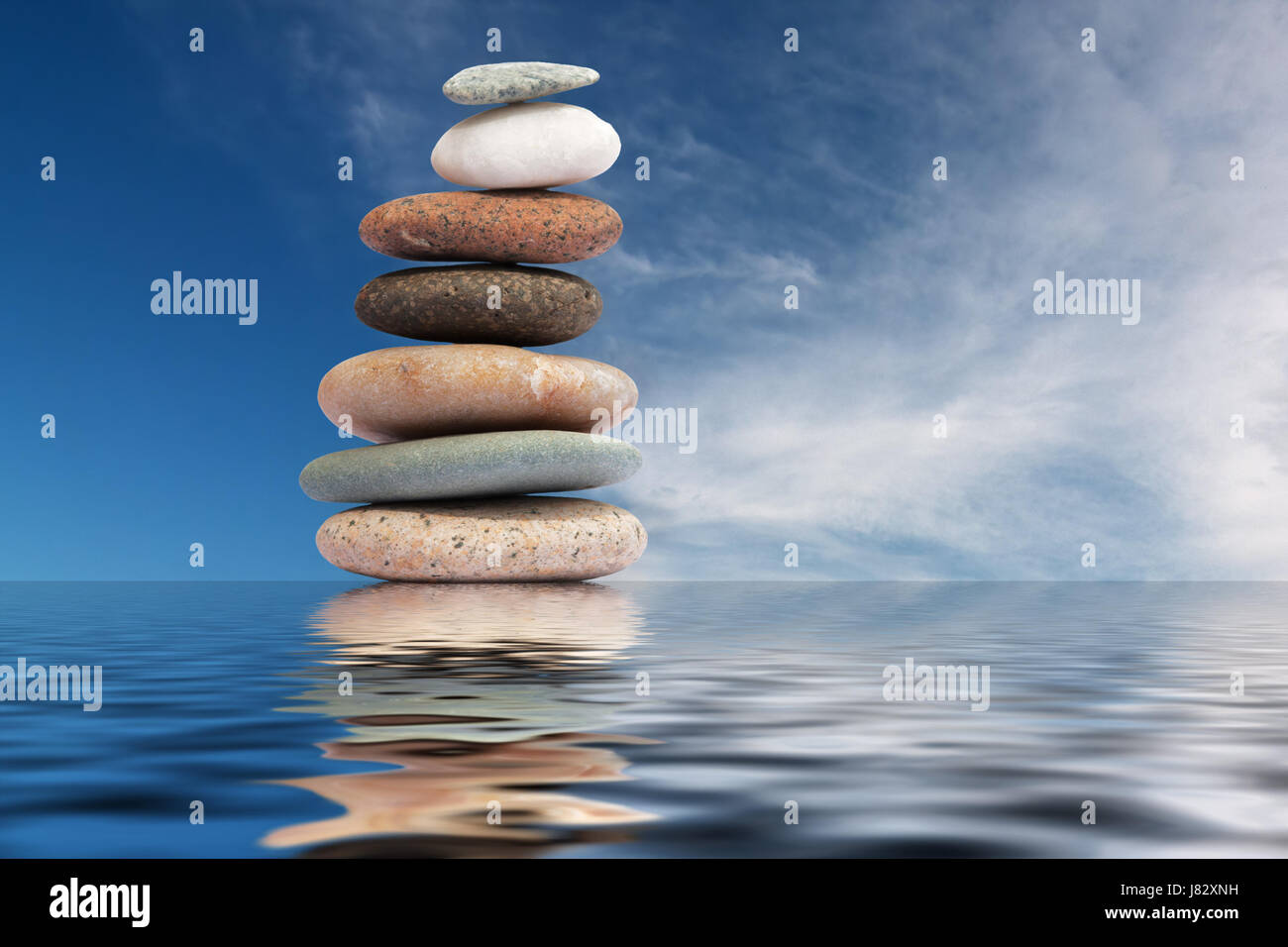 concentration balance equilibrium meditation stack zen stones blue ...