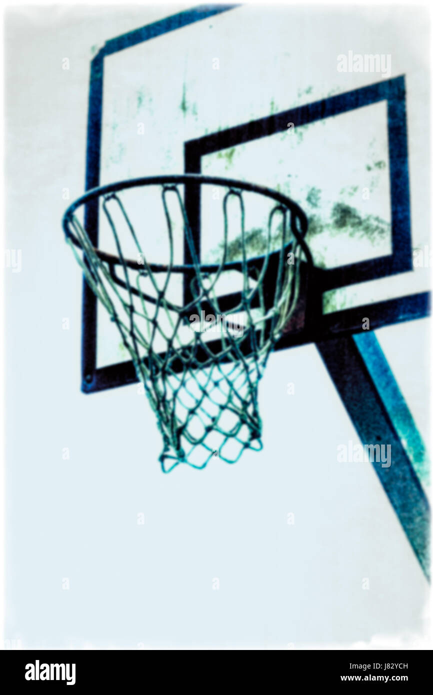 Seaside playground basketball hoop with a ripped net at Preston Green ...