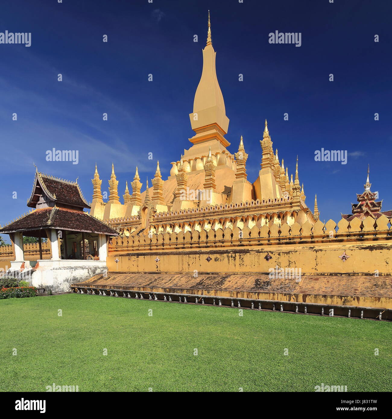 Pha That Luang large gold-covered stupa placed 4 km.from city center ...