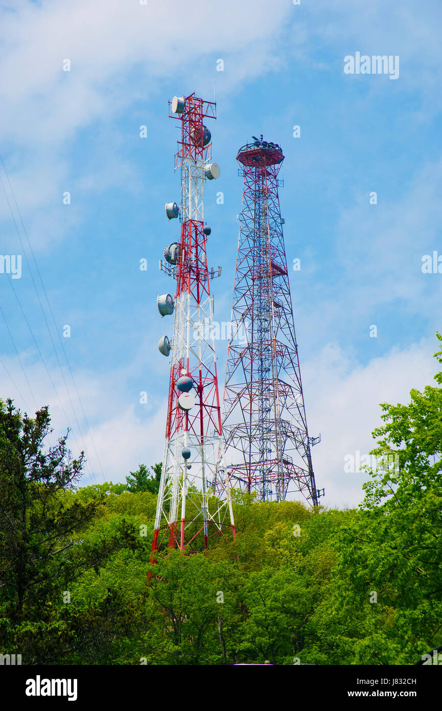 sign signal telephone phone station blue tower industrial field moon ...
