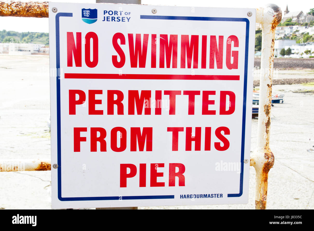 sign signal harbor harbours bathing ban illegal prohibited bathing ...