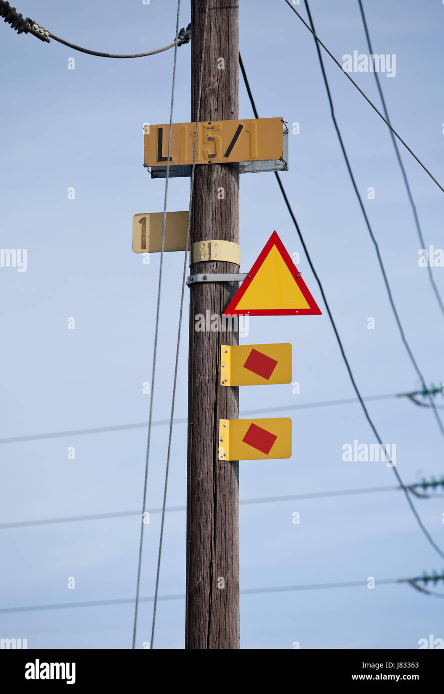 blue energy power electricity electric power electric pole warning ...