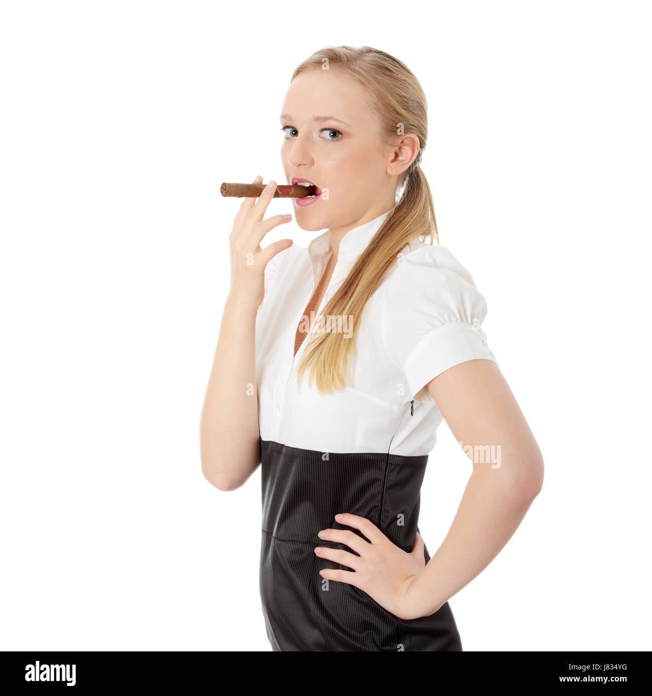 Beautiful women smoking cigar hi-res stock photography and images - Alamy