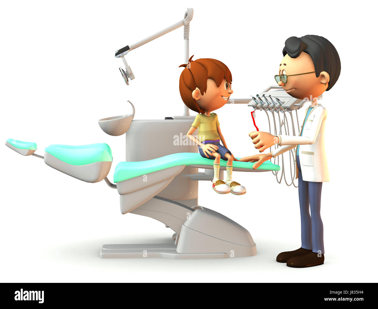 dentist toothbrush cartoon dental exam inspection healthcare jagged ...