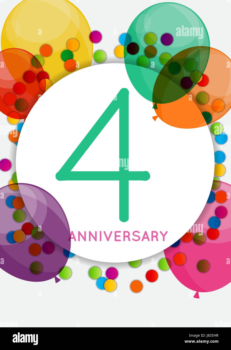 Template 4 Years Anniversary Congratulations, Greeting Card, Inv Stock ...