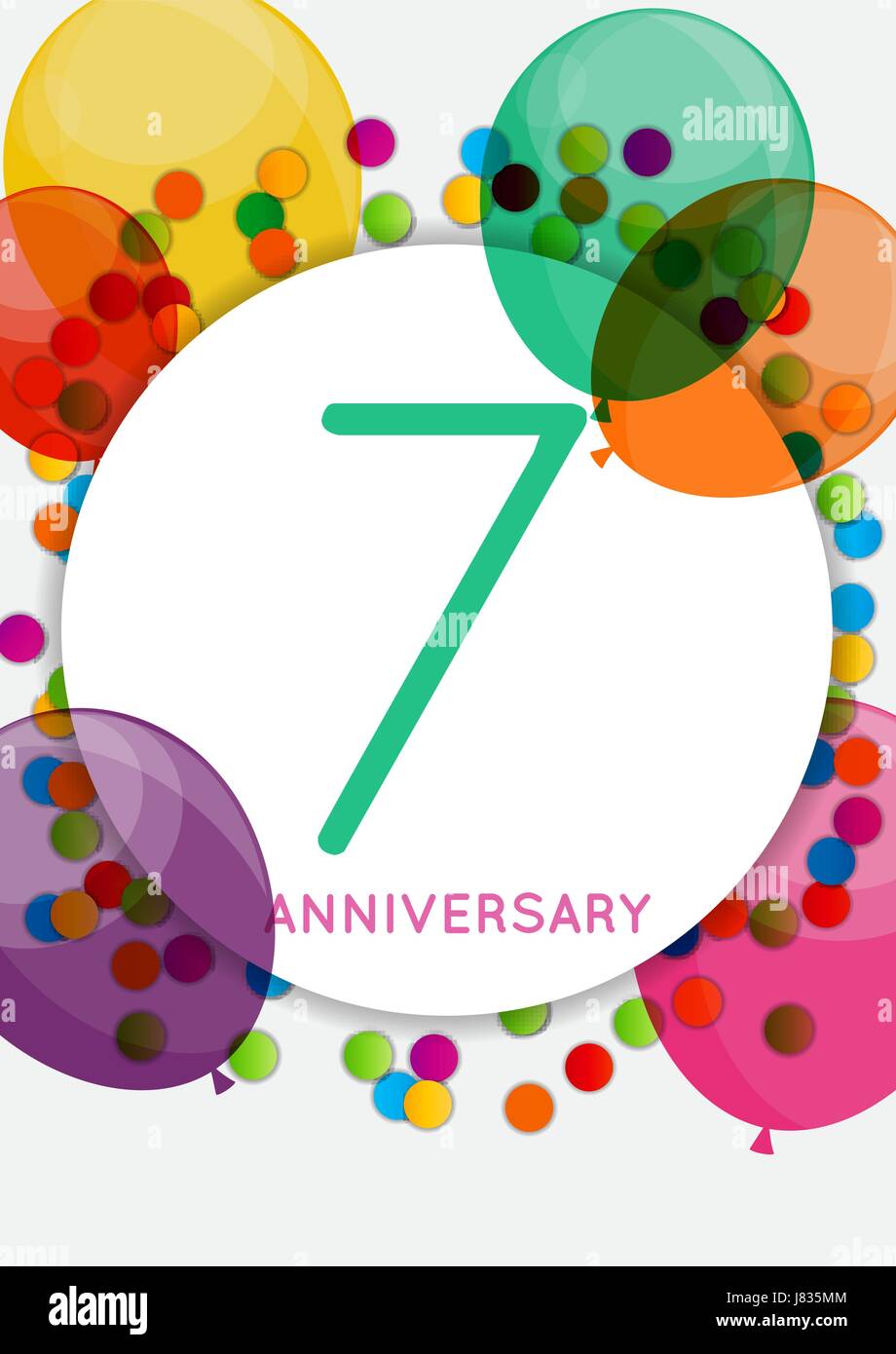 Template 7 Years Anniversary Congratulations, Greeting Card, Inv Stock ...