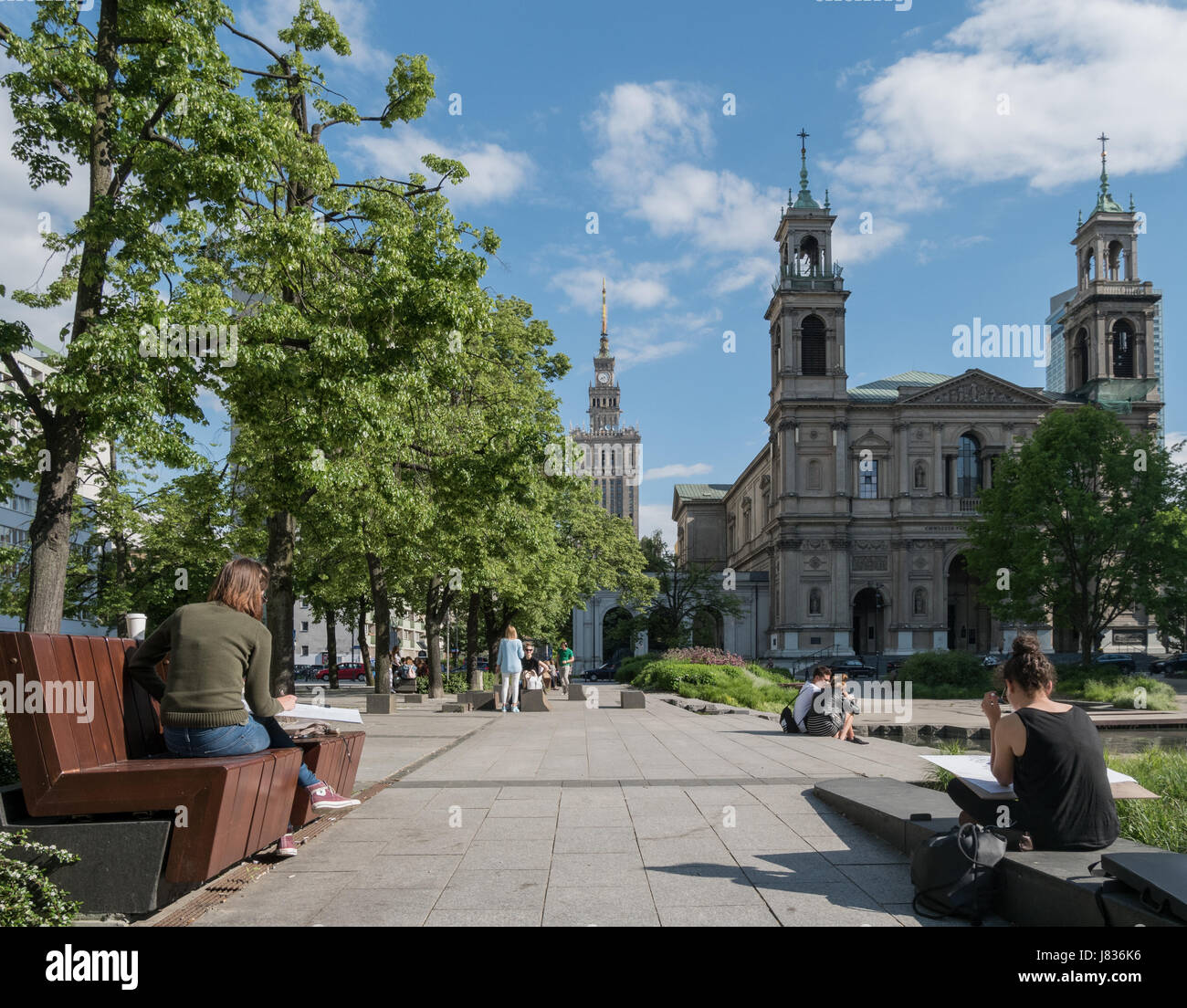 Plac (Square) Grzybowski and neighborhood, Warsaw, Poland Stock Photo ...