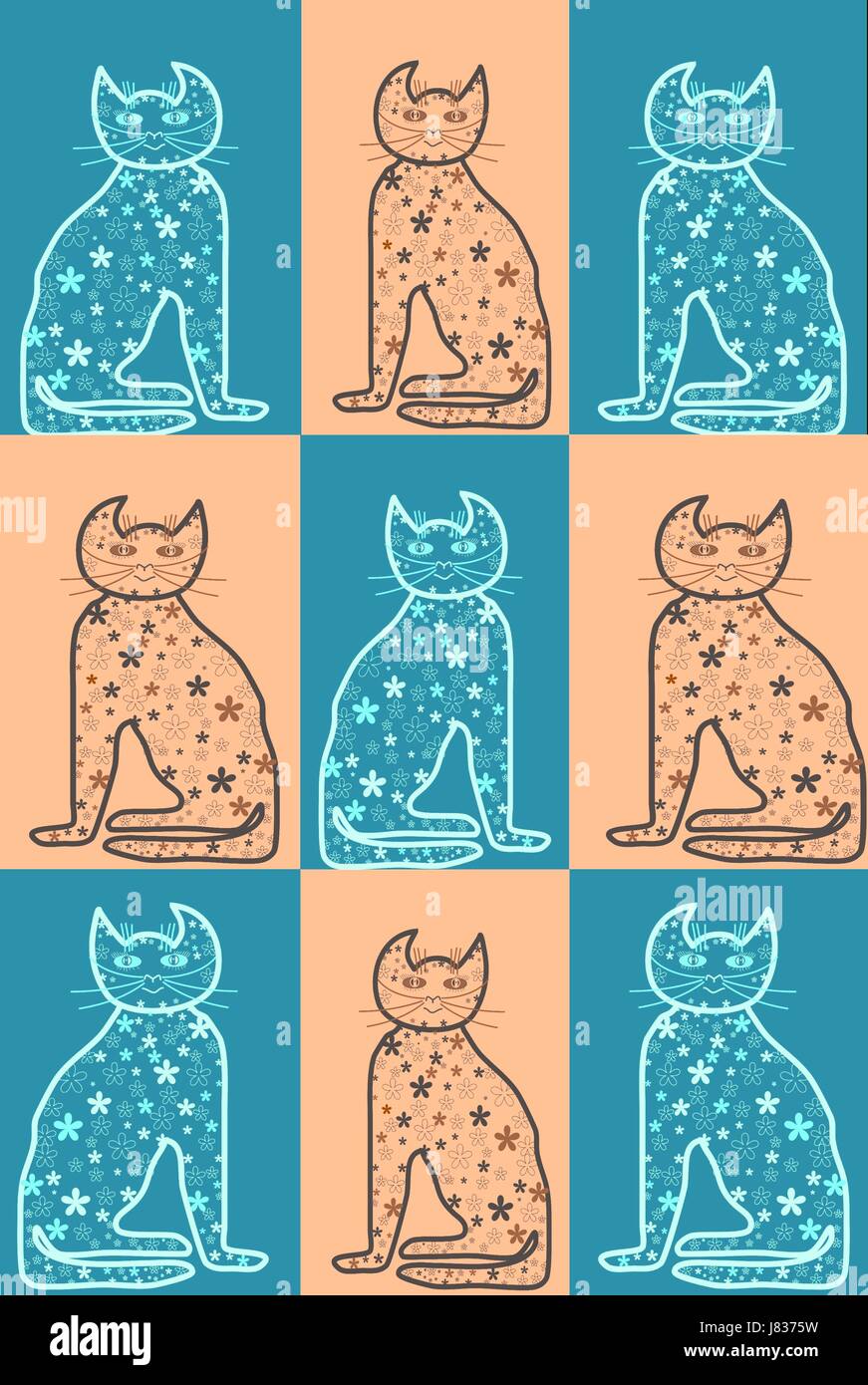 bastet mythology cats in pastel colors series Stock Photo - Alamy