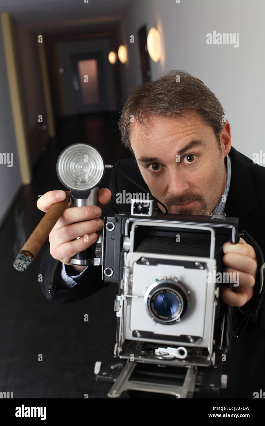 antique vintage photographer retro journalist press photographer man ...