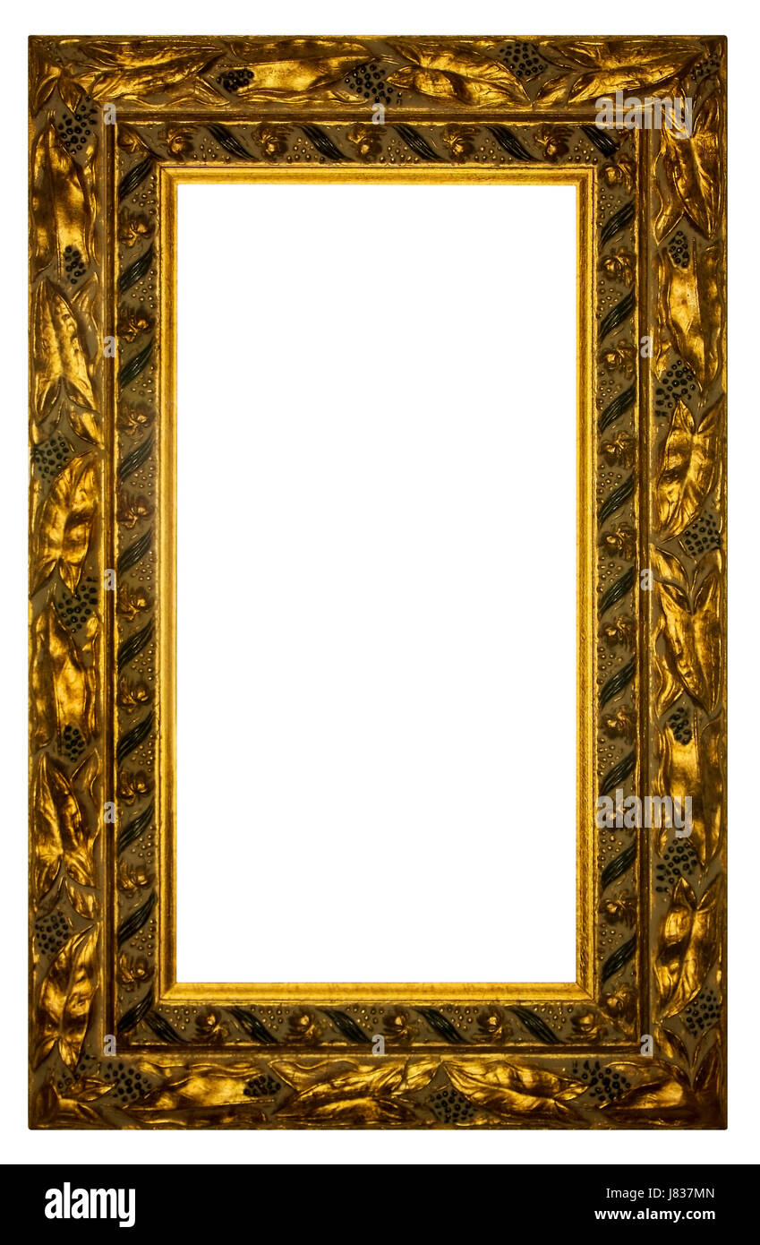Rectangular Gilded Frame Isolated with Clipping Path on white ...