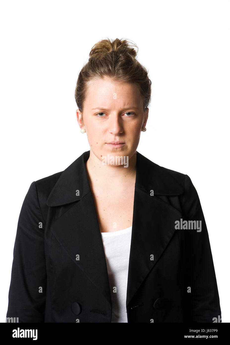 woman female face studio expression mad teenager annoyed raving furious ...