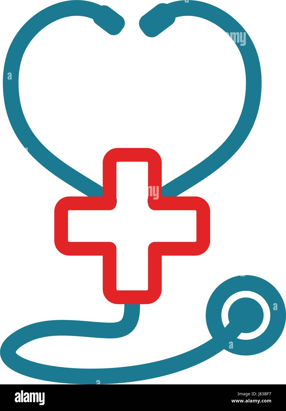 medical stethoscope to check cardiac heartbeat with cross symbol Stock ...