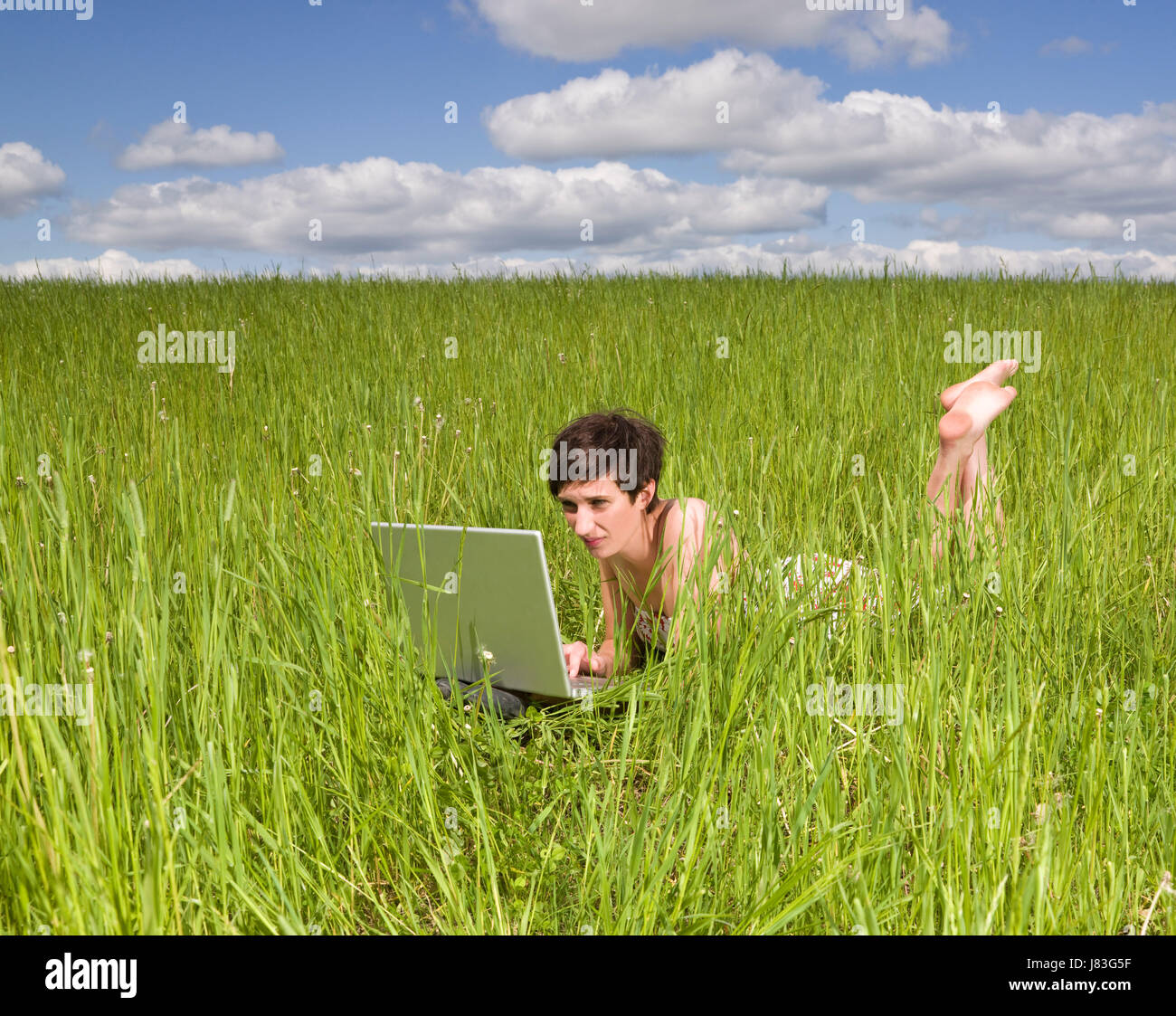 blue laptop notebook computers computer woman women relaxation female ...