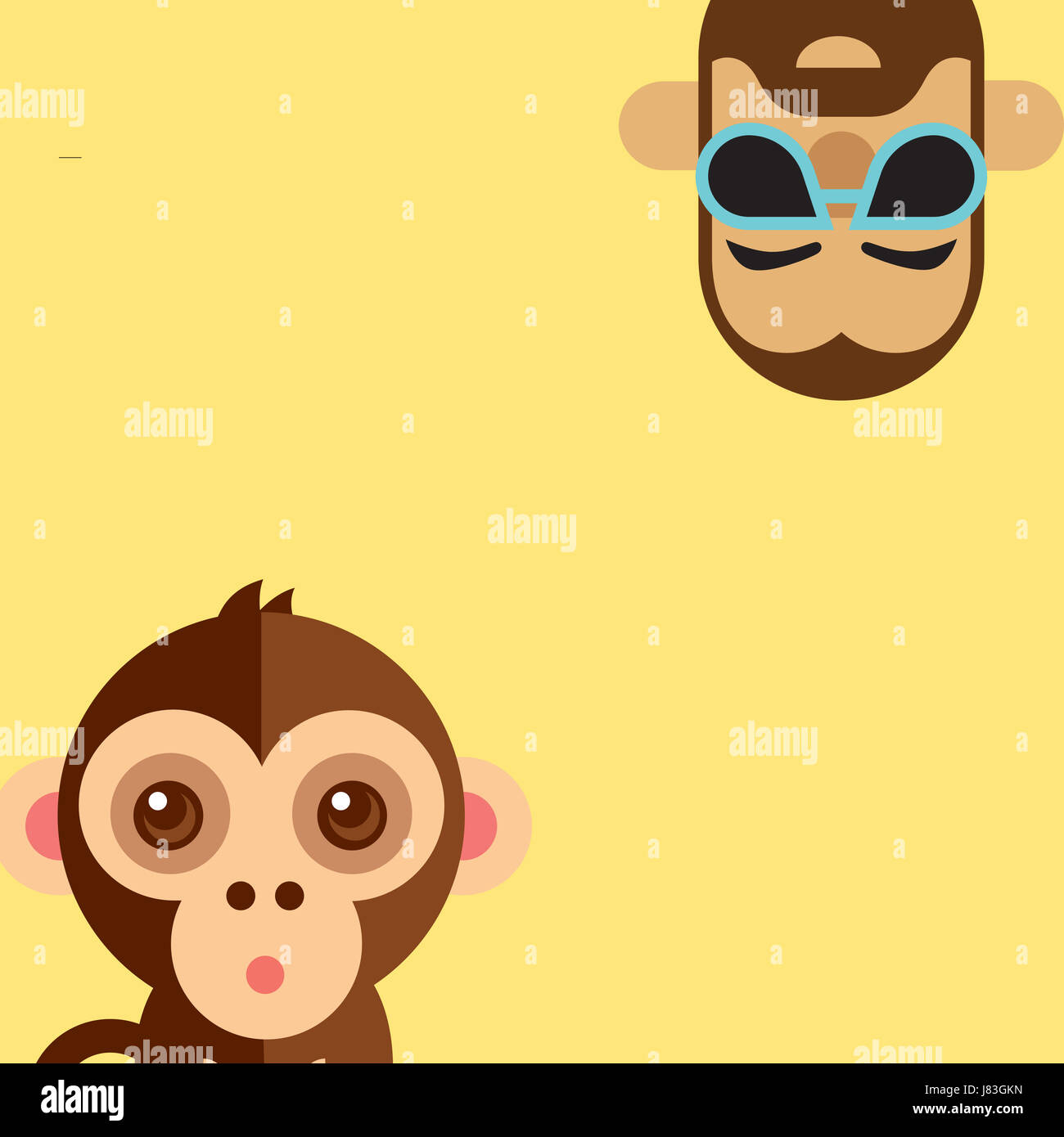 a monkey and a stylish man illustration on a plain background Stock ...