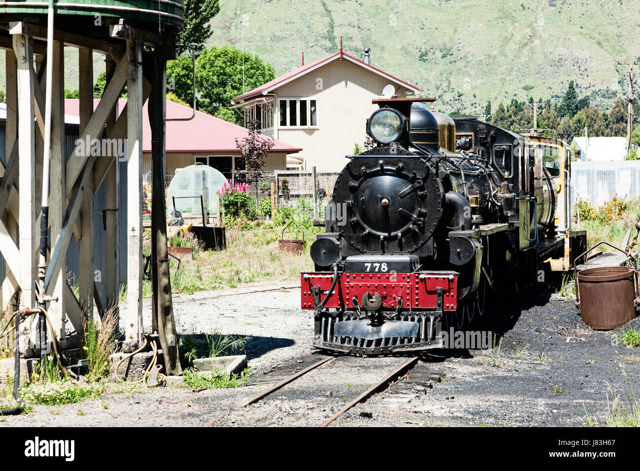 railway locomotive train engine rolling stock vehicle means of travel traffic Stock Photo - Alamy