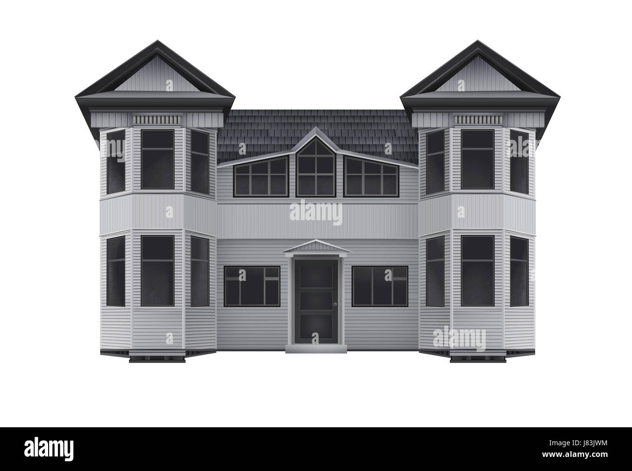 Wooden house illustration. Isolated front view drawn wooden house ...