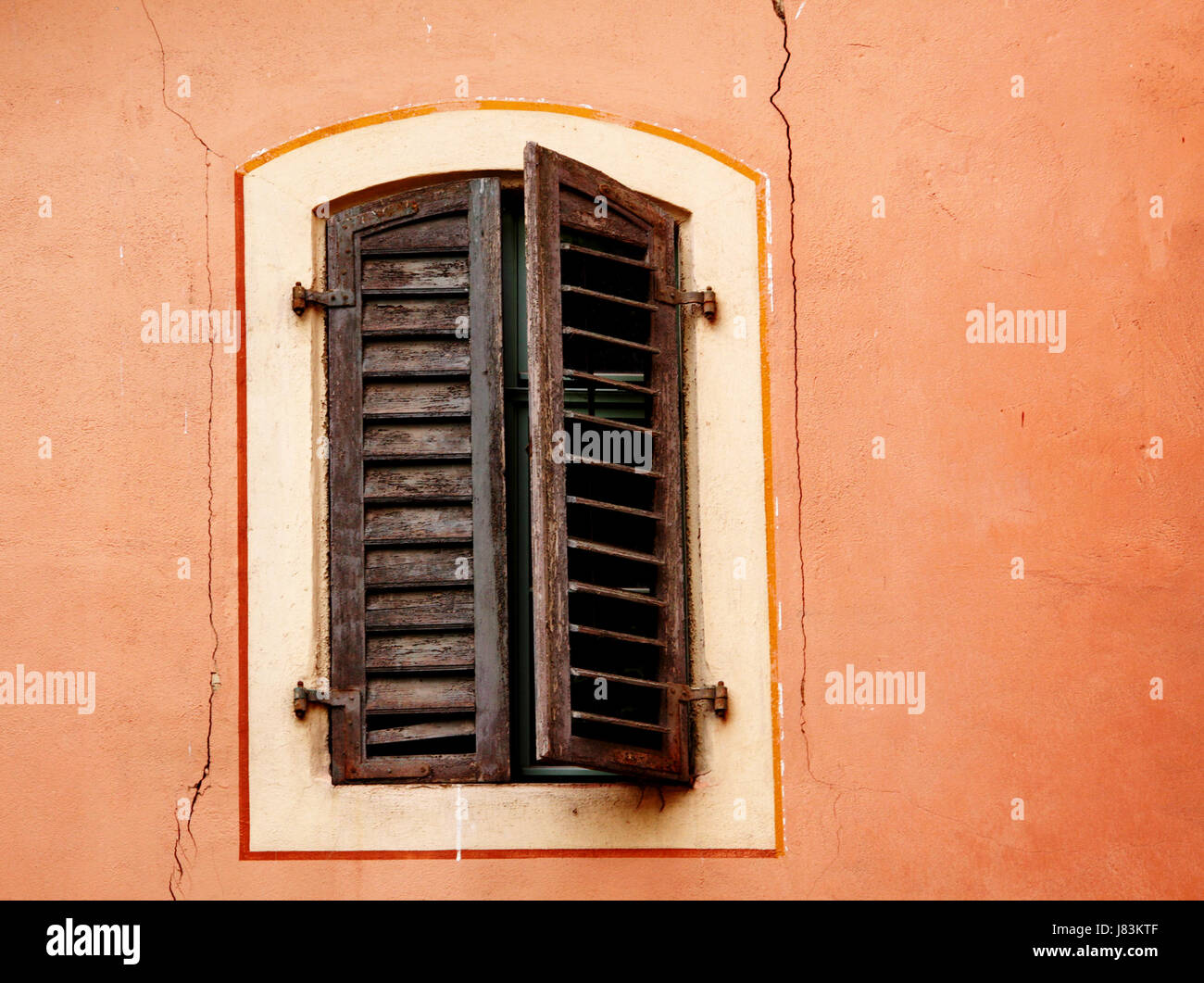 window porthole dormer window pane wood shutters shutter old house ...