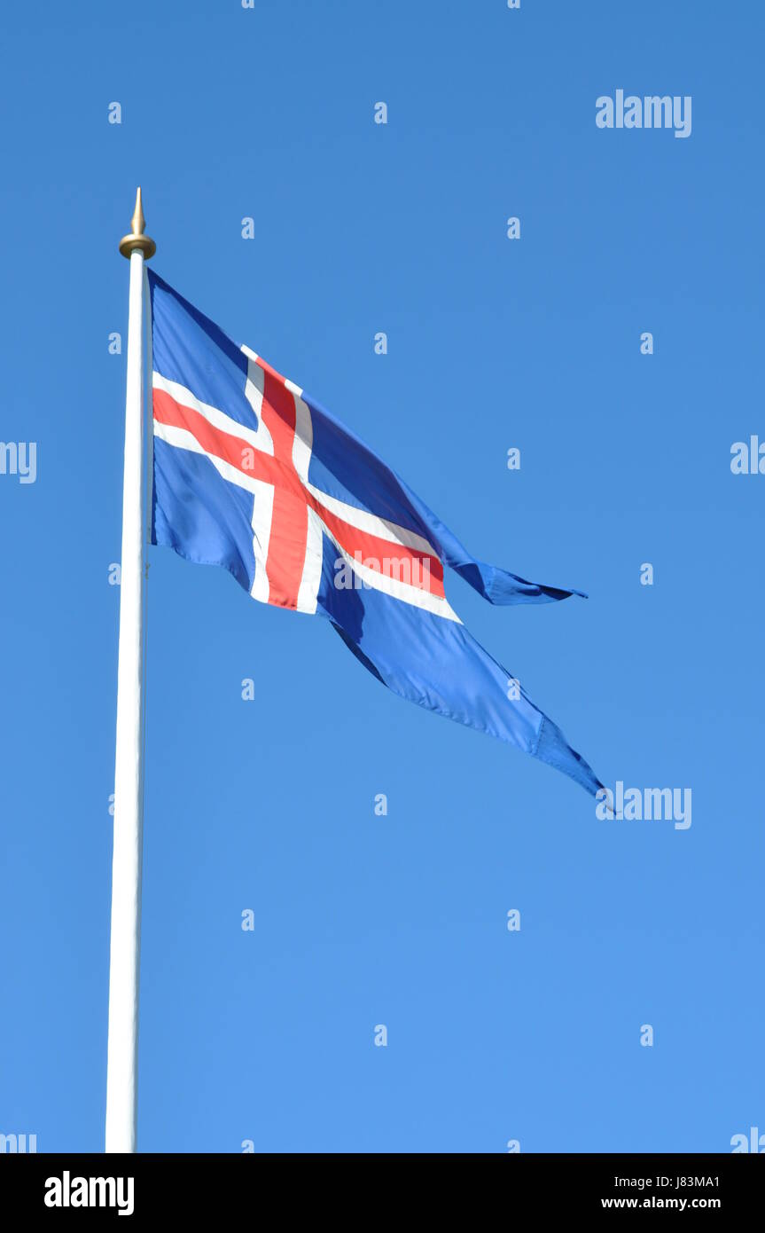 blue cross flag iceland icelandic firmament sky pictogram symbol ...