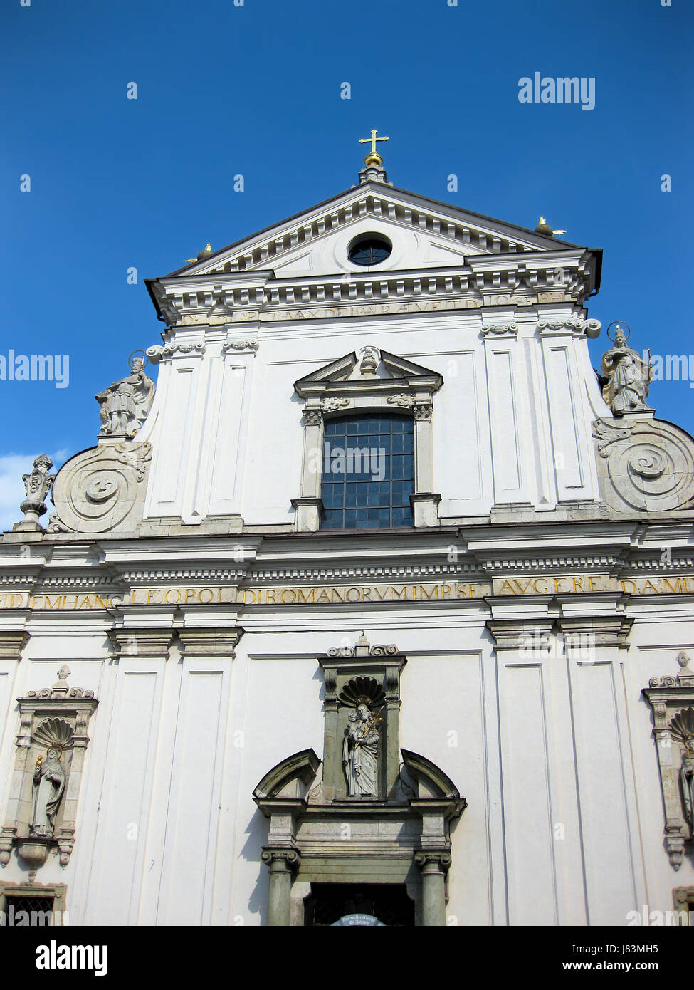 cross baroque bavaria inscription gable ratisbon porch blue church ...