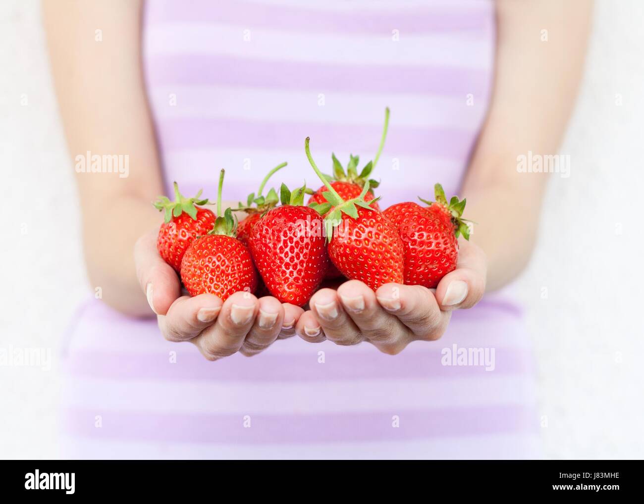 hand hands fruit hold strawberry give girl girls fresh healthy woman ...