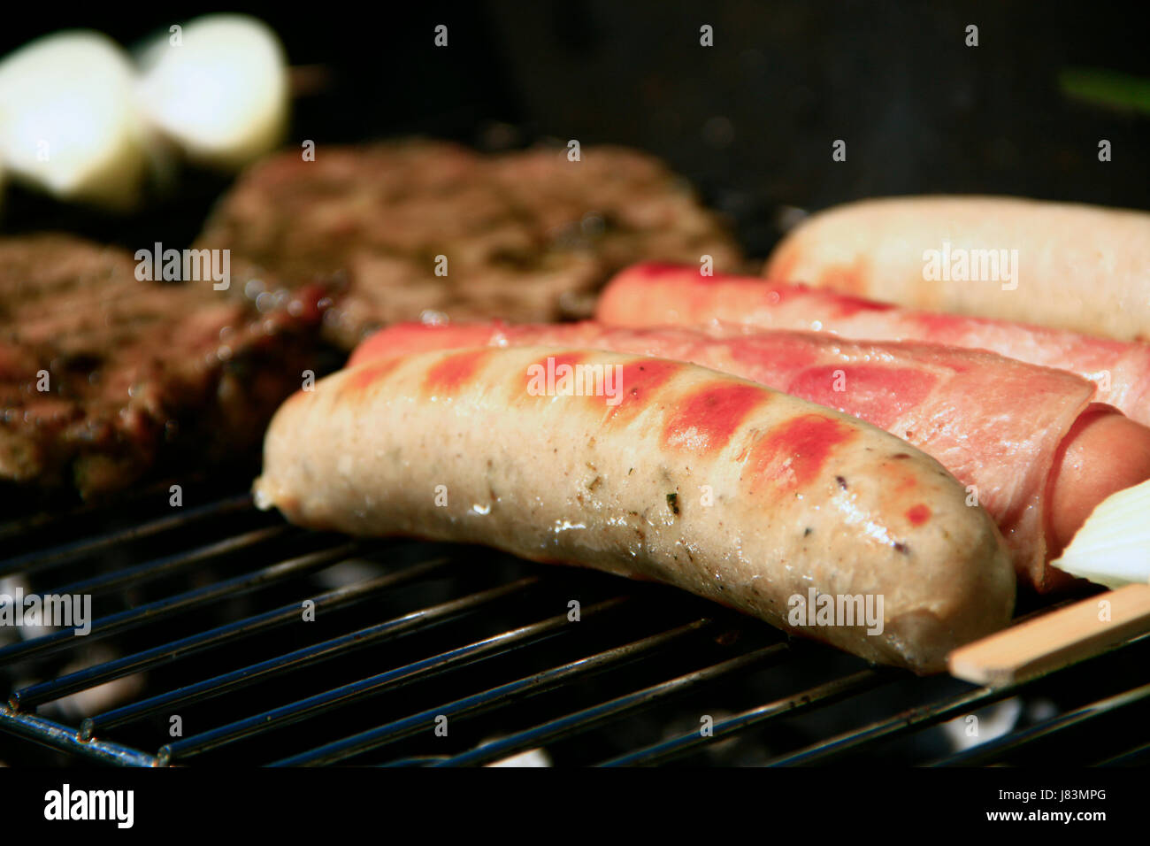 sausage grill barbecue barbeque bbq bar-b-q across prepare sausage rust ...