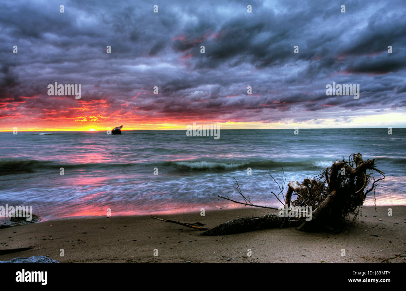 sunset beach seaside the beach seashore dramatic ontario fresh water ...