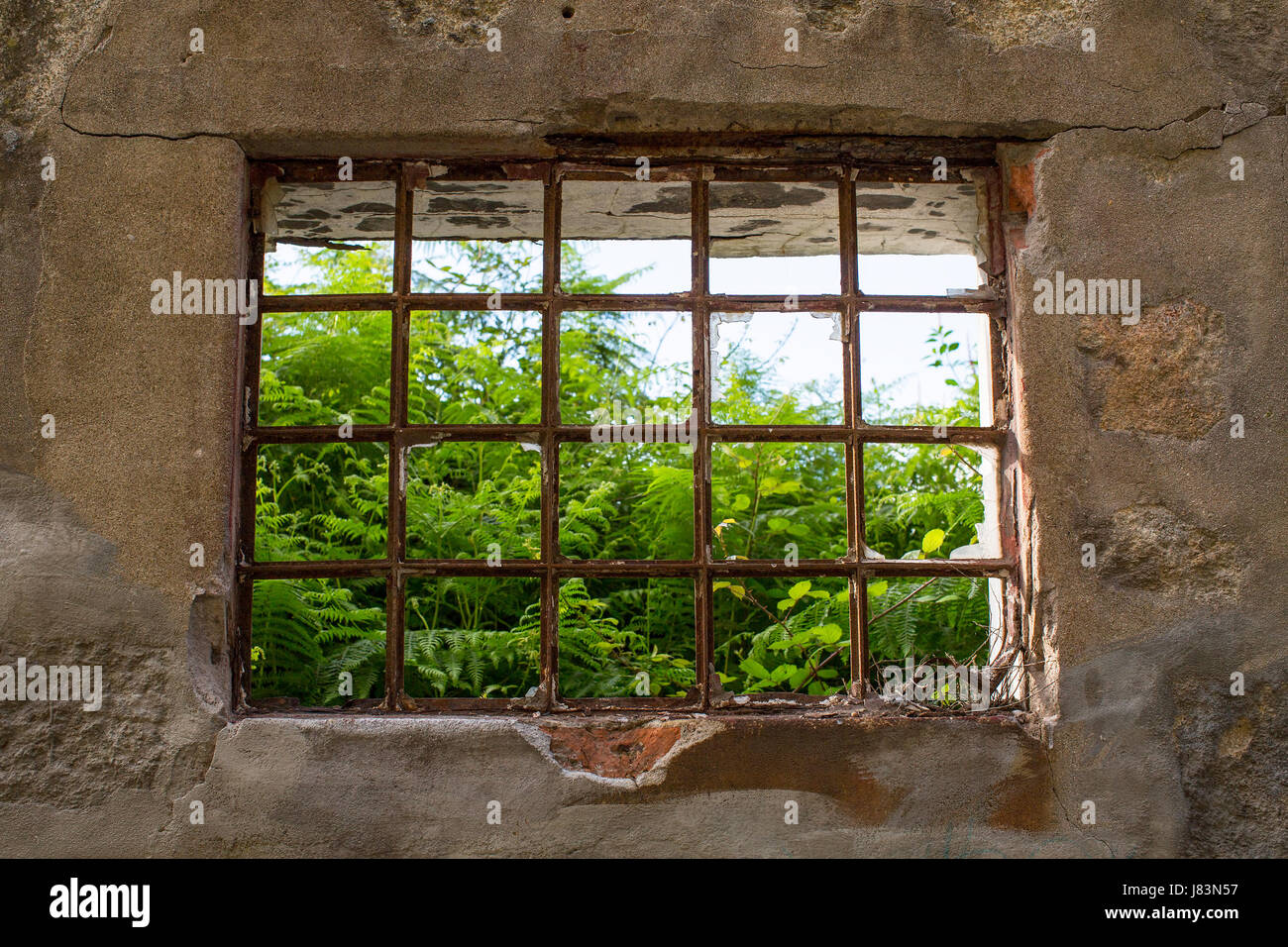 Window of abandoned house building. Ancient ruins of Europe Stock Photo ...