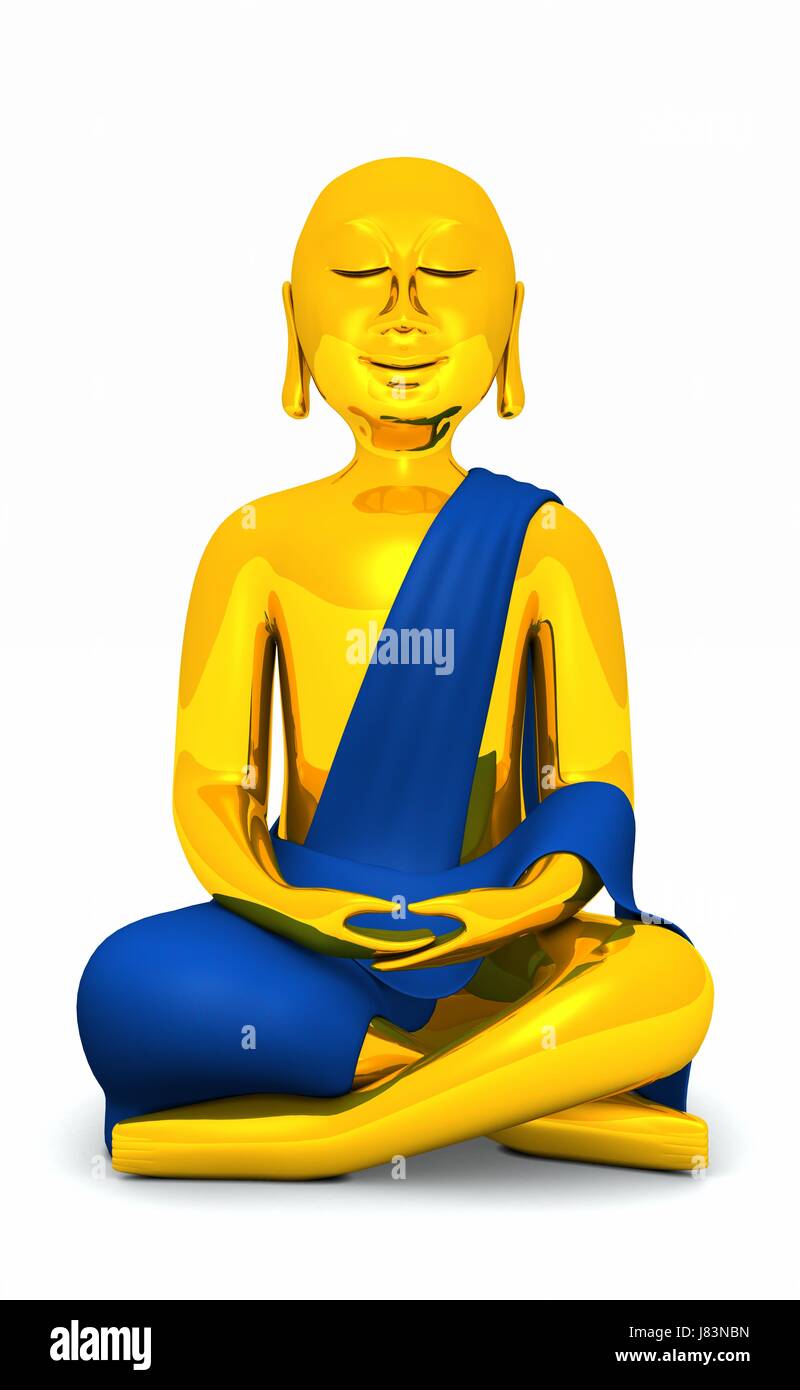 blue statue sculpture buddha meditation zen gold spa wellness sign ...