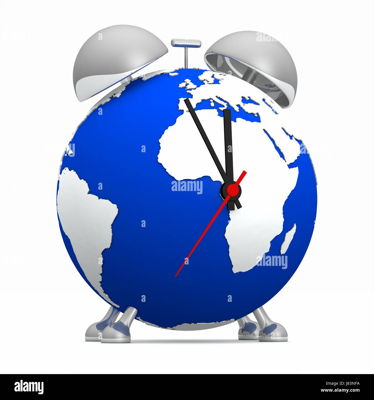 Environment globe alarm clock Cut Out Stock Images & Pictures - Alamy