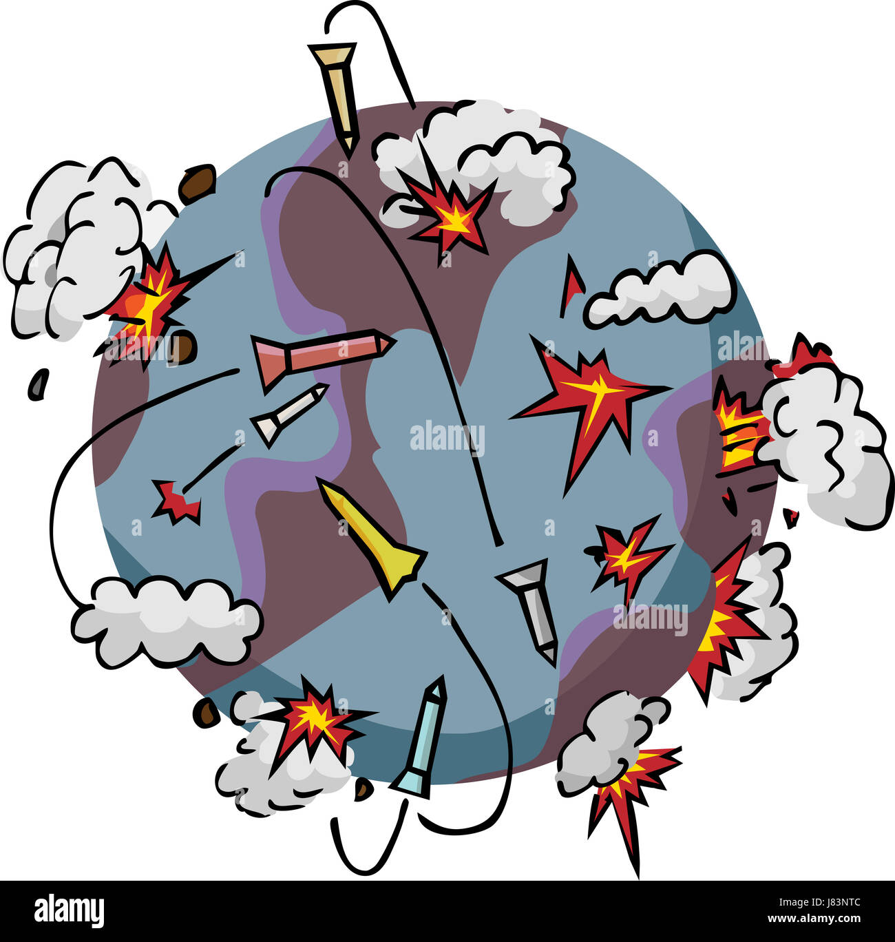 war mad globe planet earth world missile artillery fire round lose ...