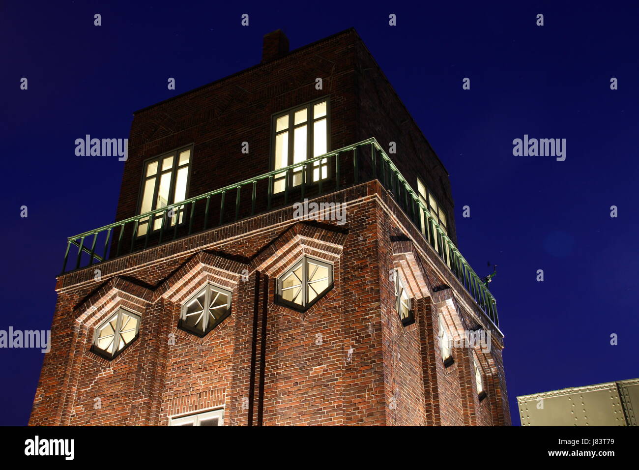 tower night nighttime harbor anciently sluice harbours blue tower shine ...