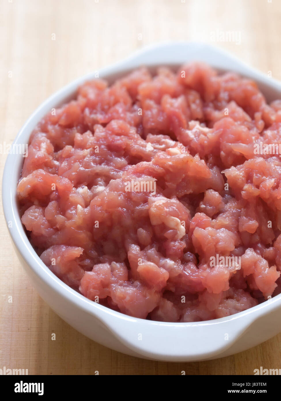 raw uncooked thick wide fat meat protein red pork minced hacked colour ...