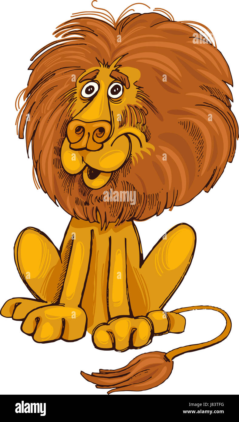 wild africa lion cat big cat feline predator illustration safari ...