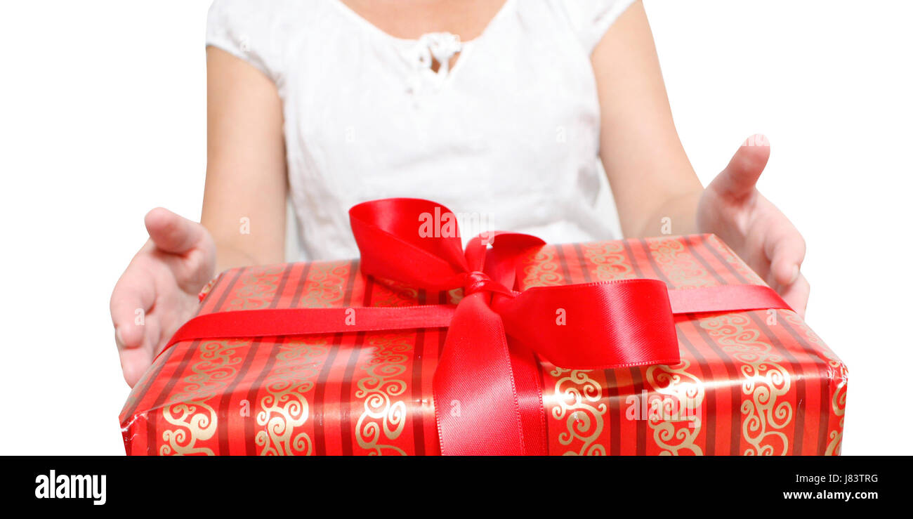 Woman with large present hi-res stock photography and images - Alamy