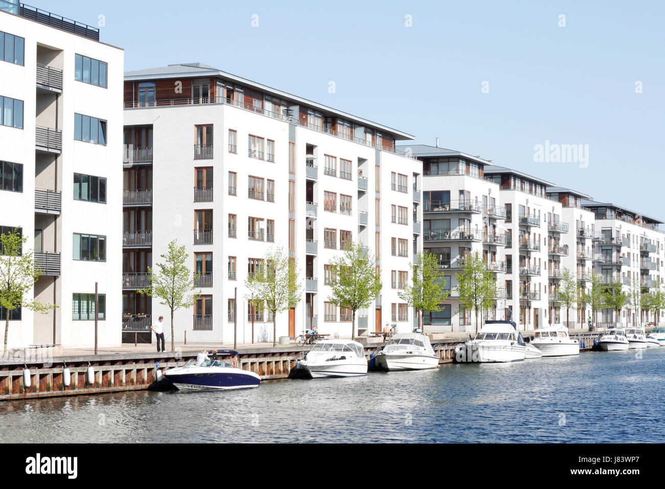 buildings modern modernity new denmark rich wealthy well off boats ...