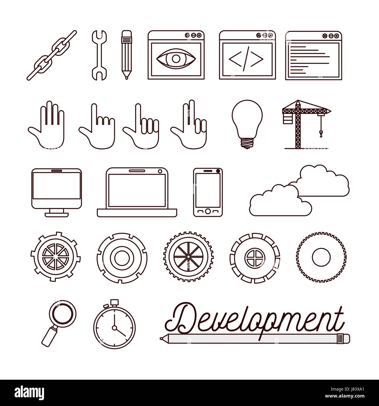 monochrome background with set of elements for development building ...