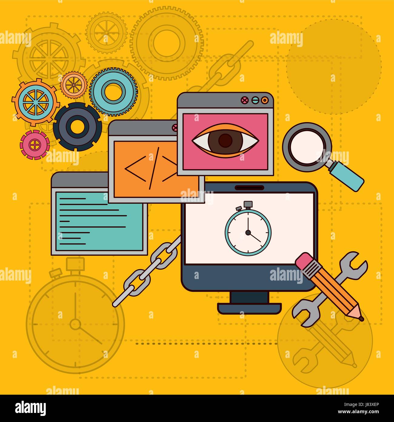 background with software tools for development of the construction in ...