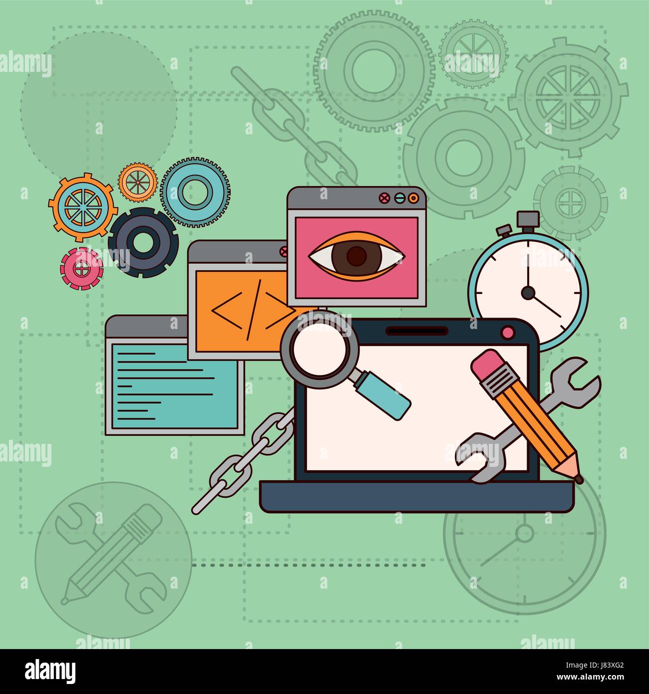 background with software tools for development of the construction in ...