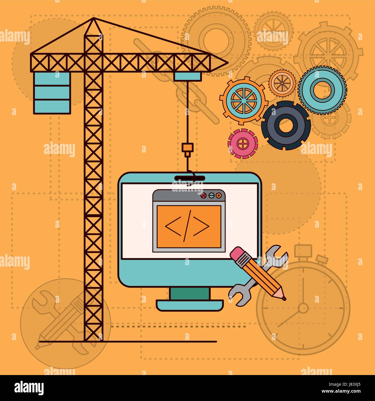 background with desktop computer apps for development of the ...