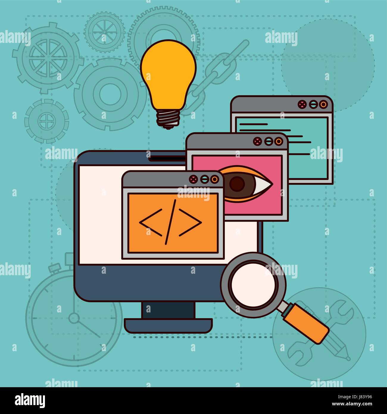 background with apps windows in development of ideas in desktop ...