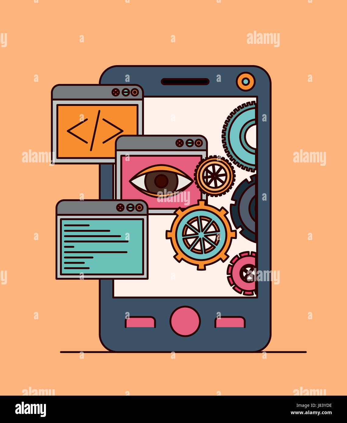 background with tools apps in smartphone Stock Vector Image & Art - Alamy