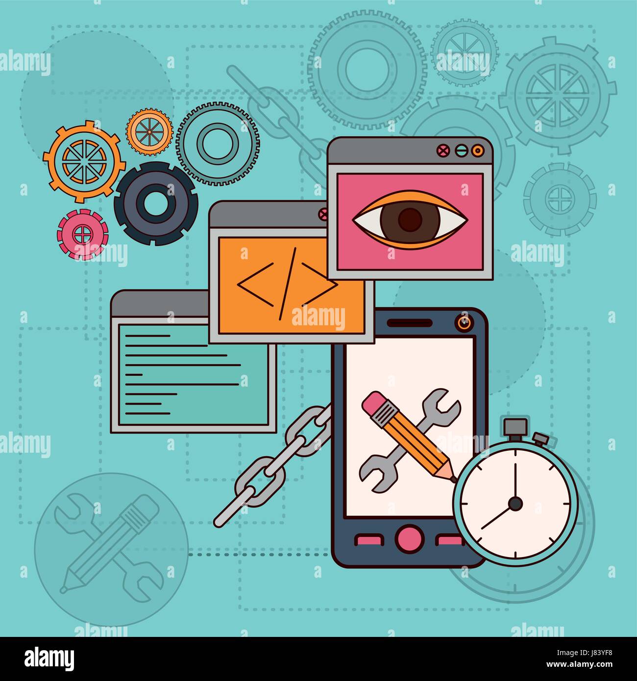 background with software tools for development of the construction in ...