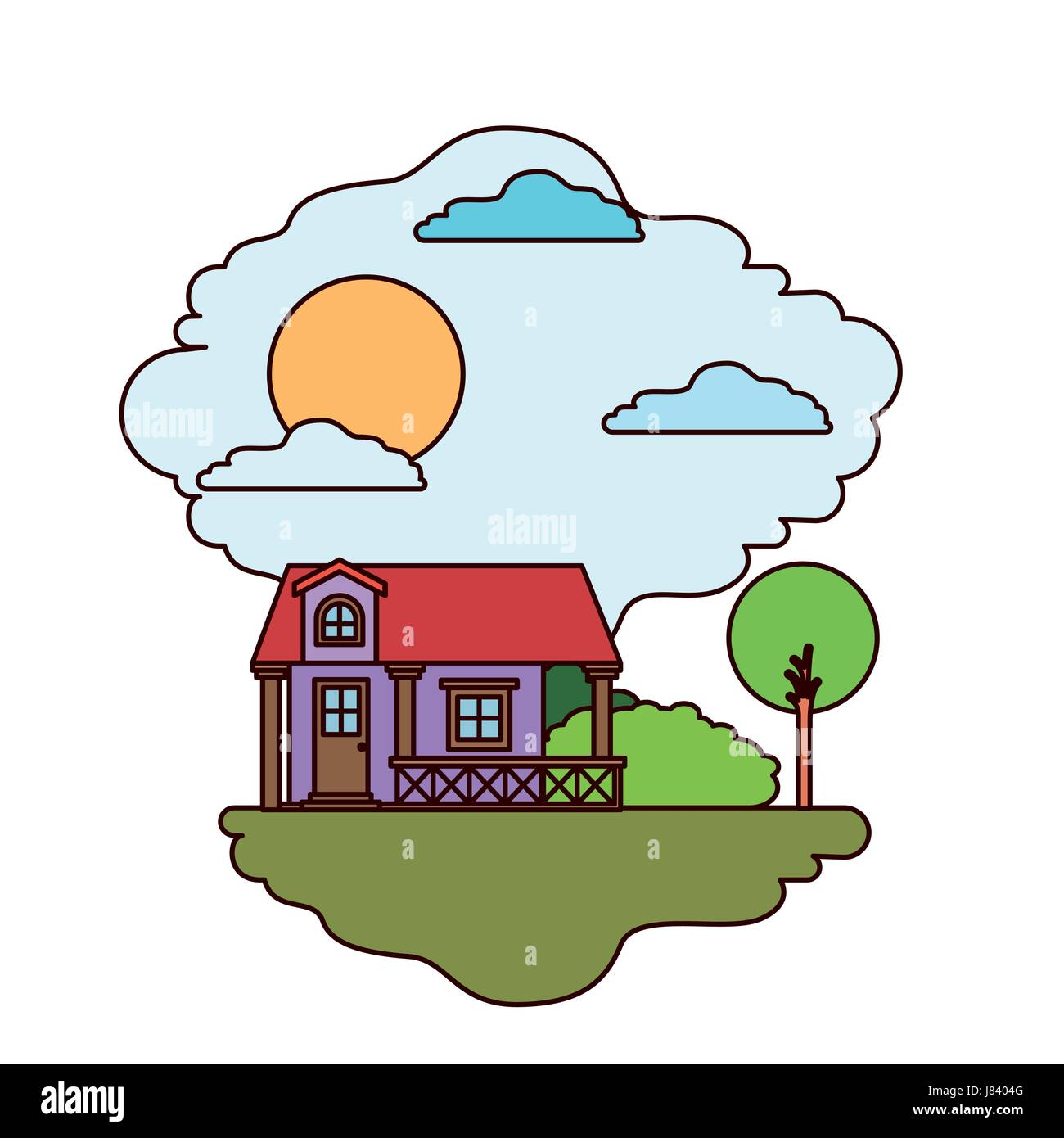 Colorful cottage garden in Stock Vector Images - Alamy