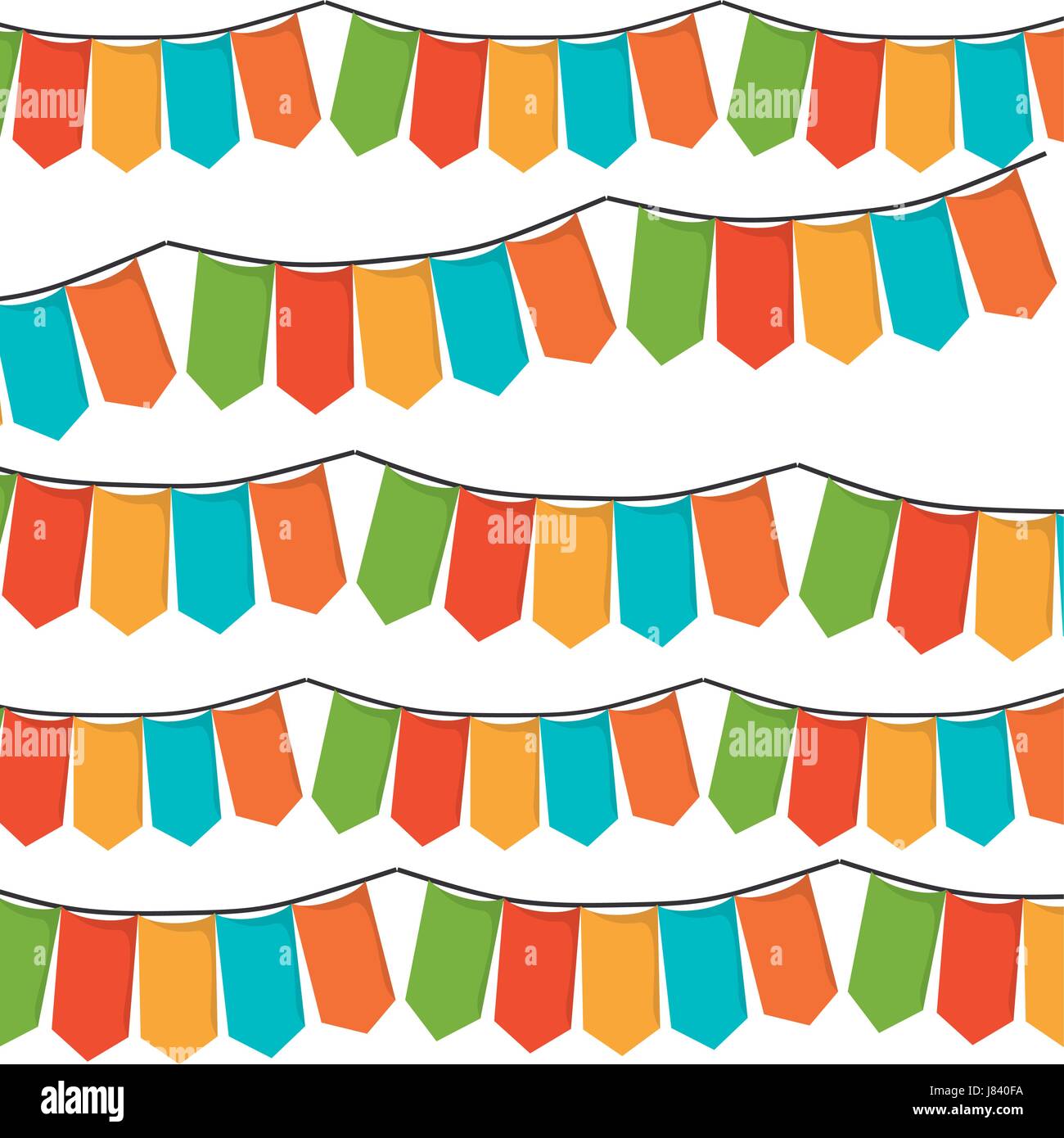 white background with set of colorful festoons in shape of rectangles ...