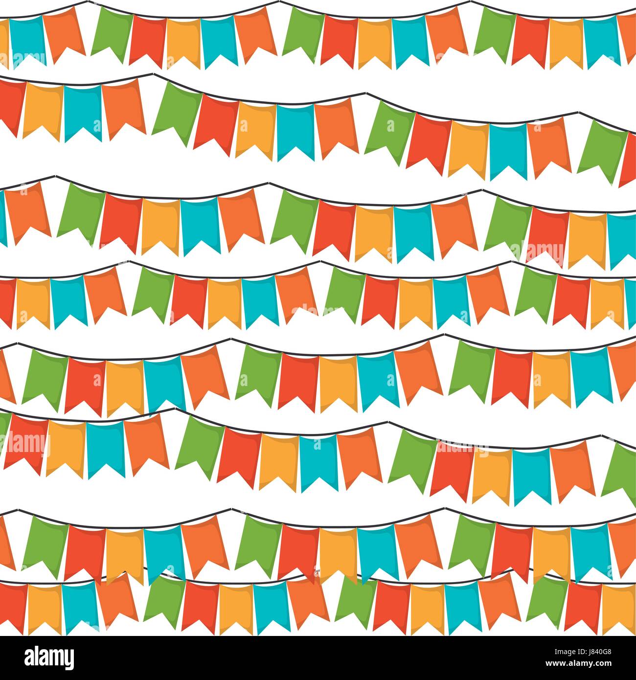 white background with set of colorful festoons in shape of square with ...